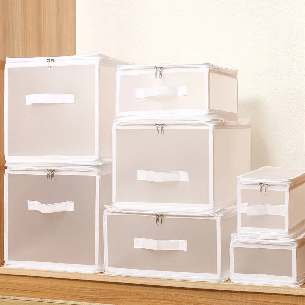 Transparent Storage Boxes With Zipper Closure Handles on Luulla