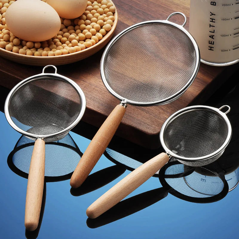 Stainless Steel Mesh Sieves With Wooden Handles on Luulla
