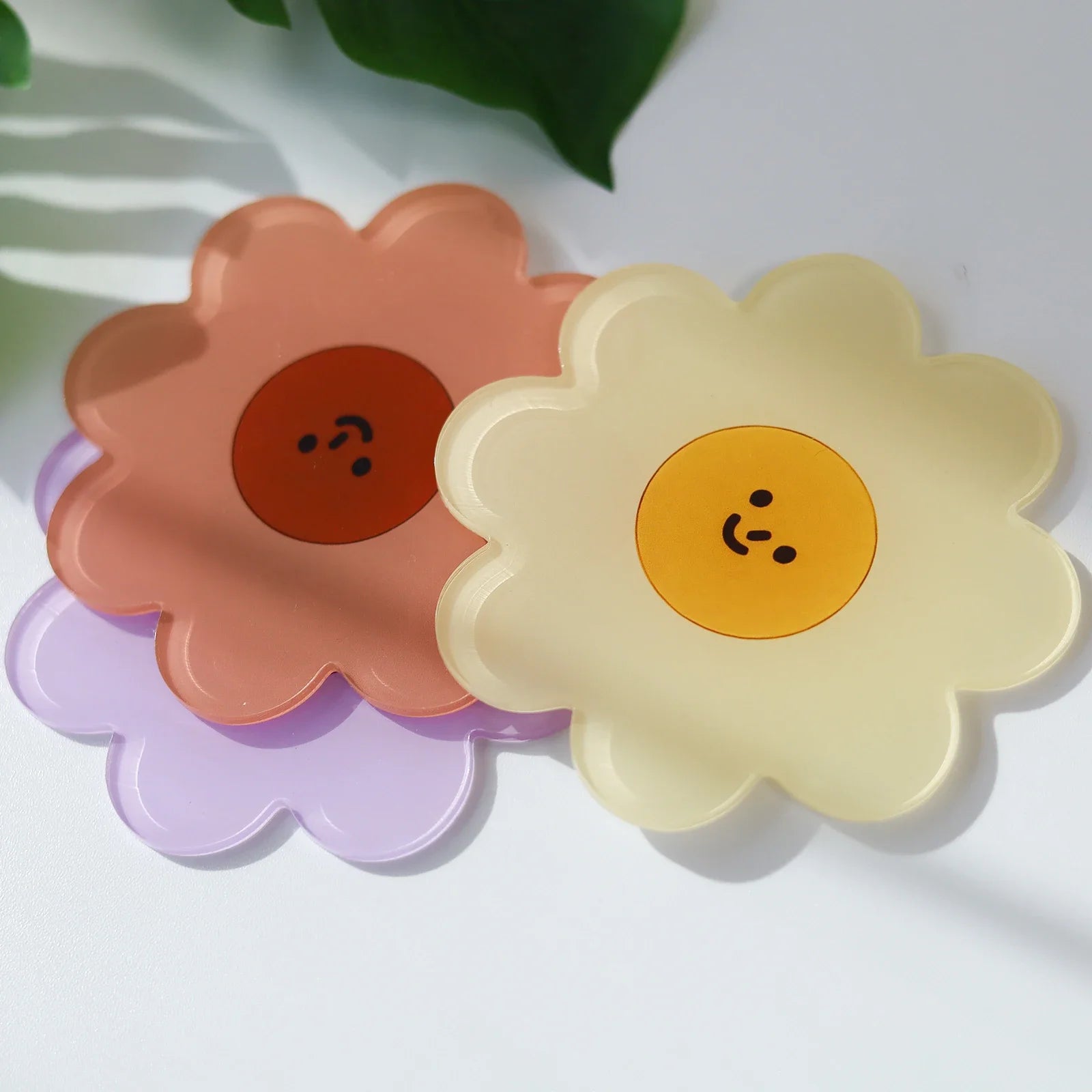 Floral Silicone Coasters With Smiley Face Design on Luulla