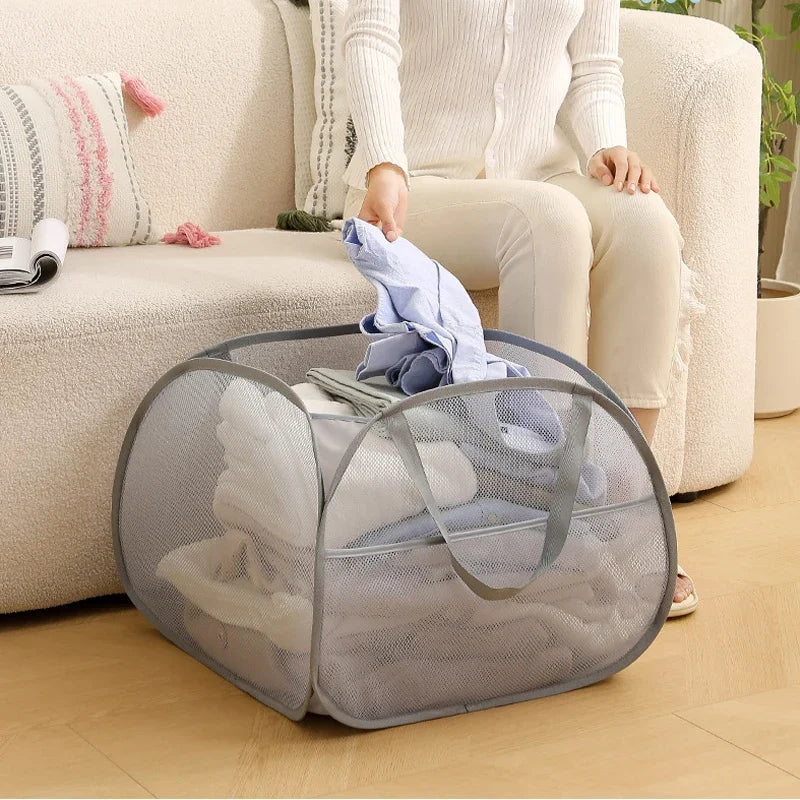 Collapsible Mesh Laundry Basket With Carry Handles on Luulla