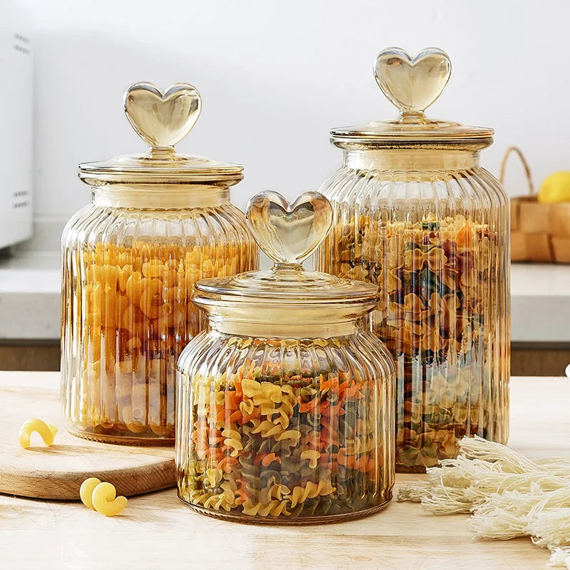 Heart-shaped Glass Containers With Lids, Airtight Kitchen on Luulla