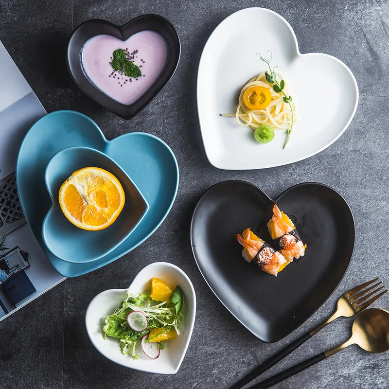 Heart-shaped Ceramic Plates, Assorted Colors, Dinnerware Collection on ...