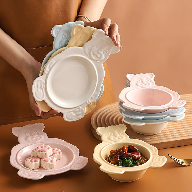 Adorable Panda-shaped Ceramic Plates For Kids Dining on Luulla