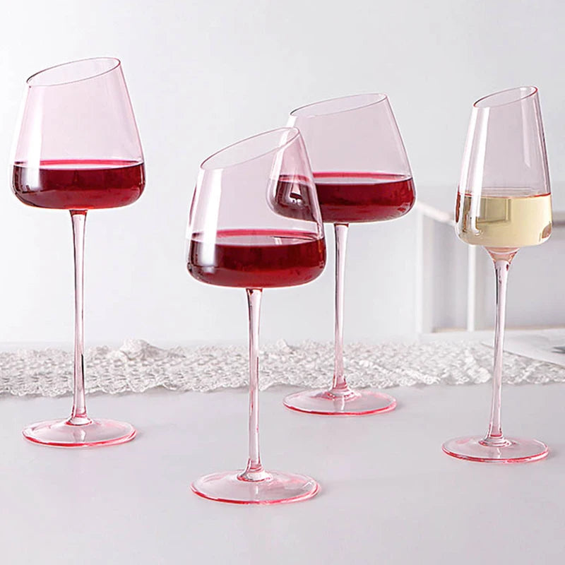 Modern Slanted Red Wine Glasses, Four Pieces on Luulla