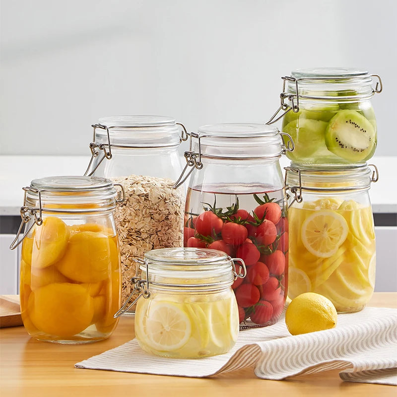 Airtight Glass Storage Jars With Hinged Lid on Luulla