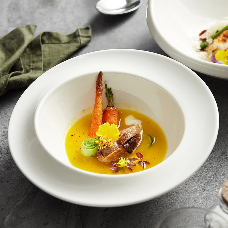 Premium Porcelain Wide Rim Soup Bowls Collection on Luulla