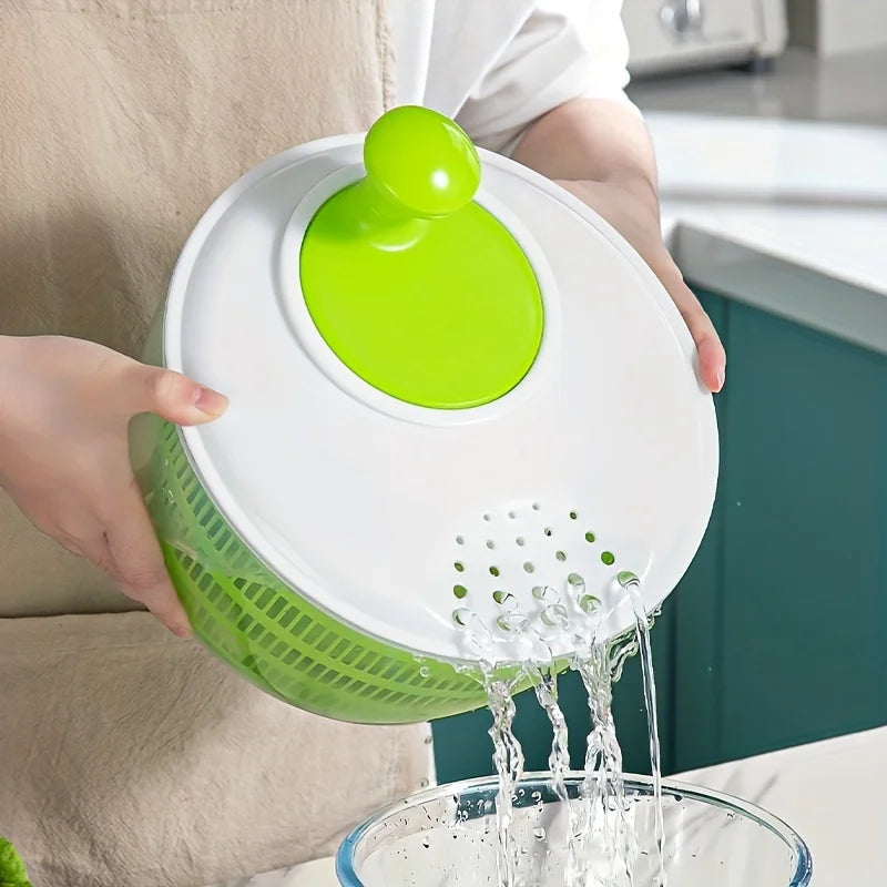 Green Manual Salad Spinner With Drain Lid on Luulla